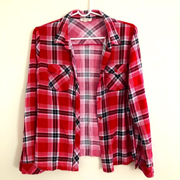 Tops | Preppy Red Plaid Polo Shirts | Poshmark